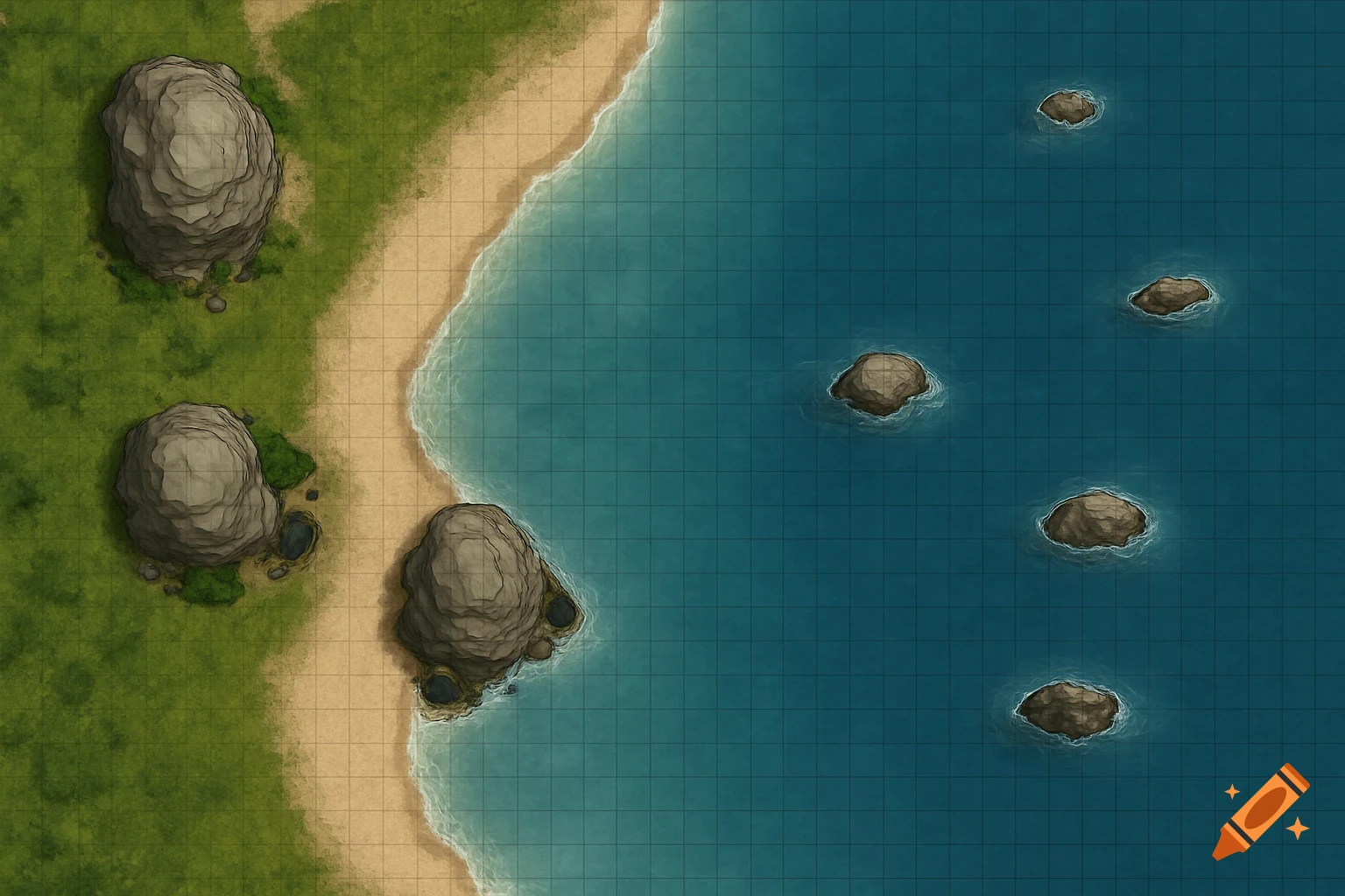 Illustrated map of the island from Lord of the Flies on Craiyon