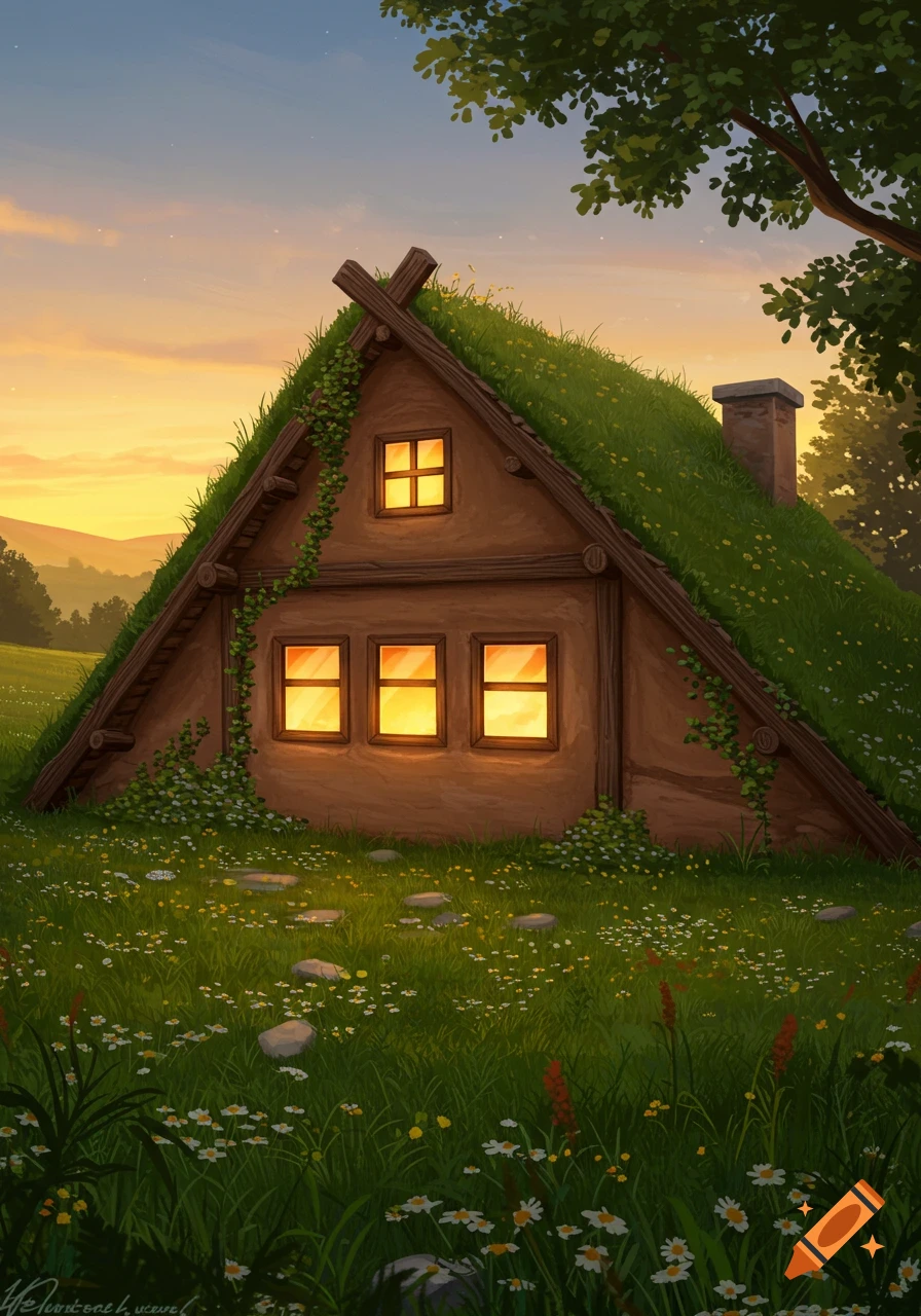 A detailed cross-section of a pink dollhouse with a red roof, showing ...