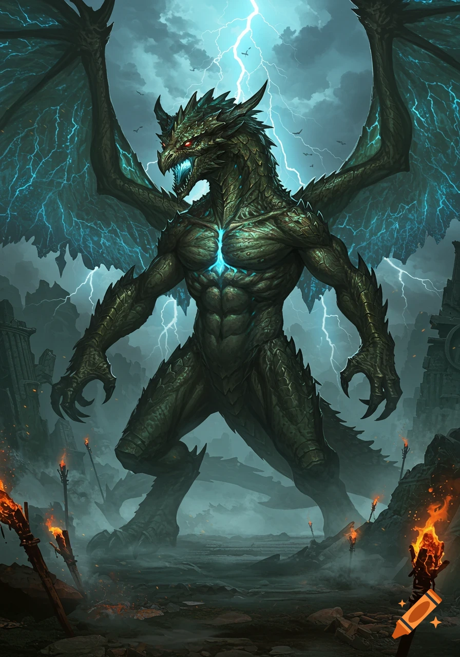 An intimidating white dragon with large, light blue wings and glowing ...