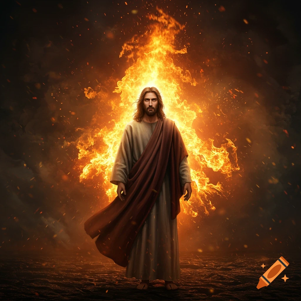 Prophet Elijah calls down a massive pillar of fire from a cloudy sky ...