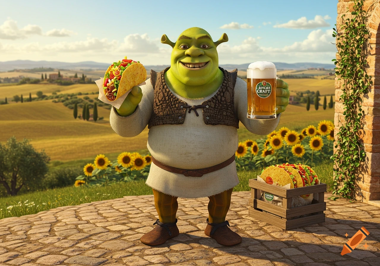 An animated movie poster for Shrek 5, featuring Shrek, Donkey, and Puss ...