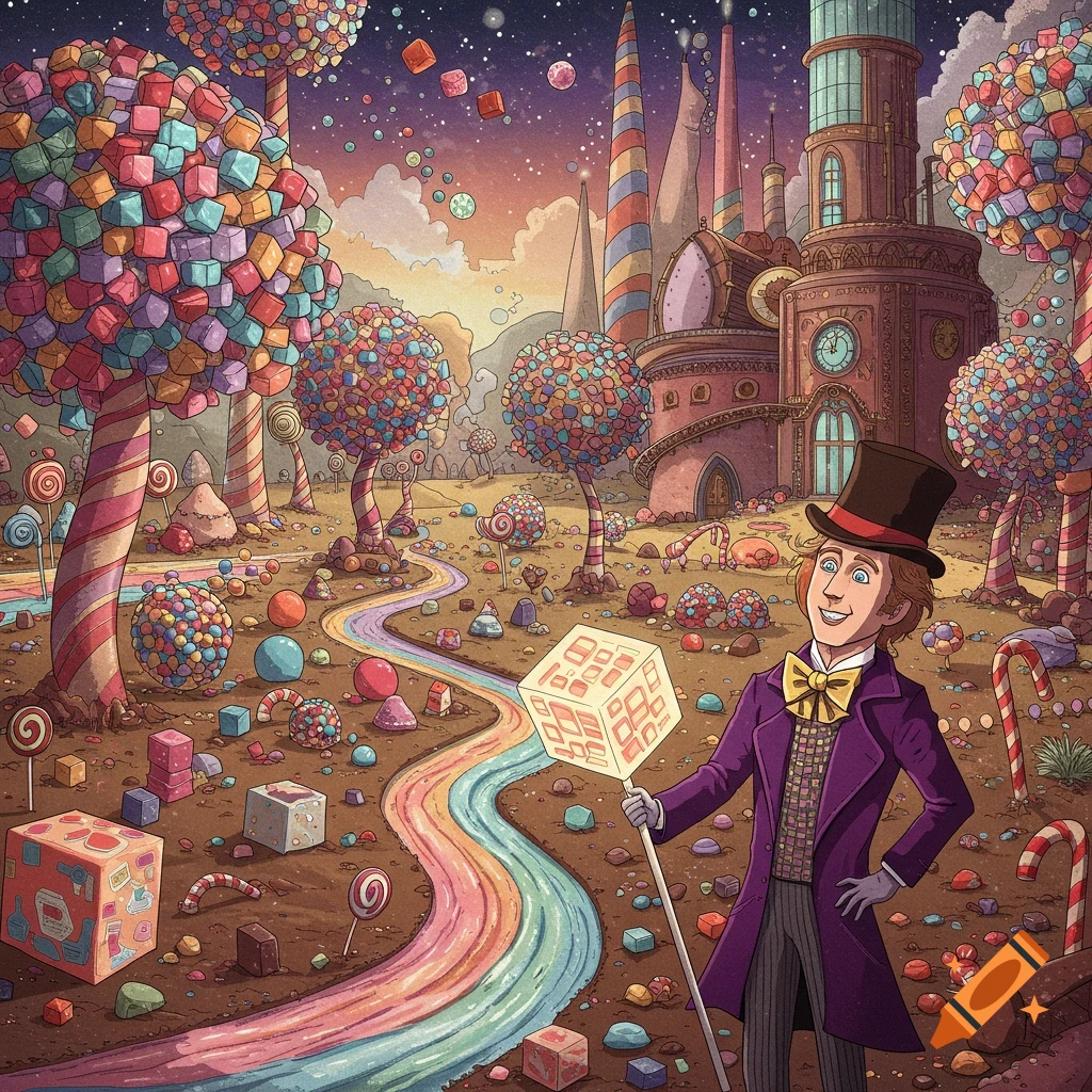 Whimsical candy-themed college building made of gingerbread and sweets ...