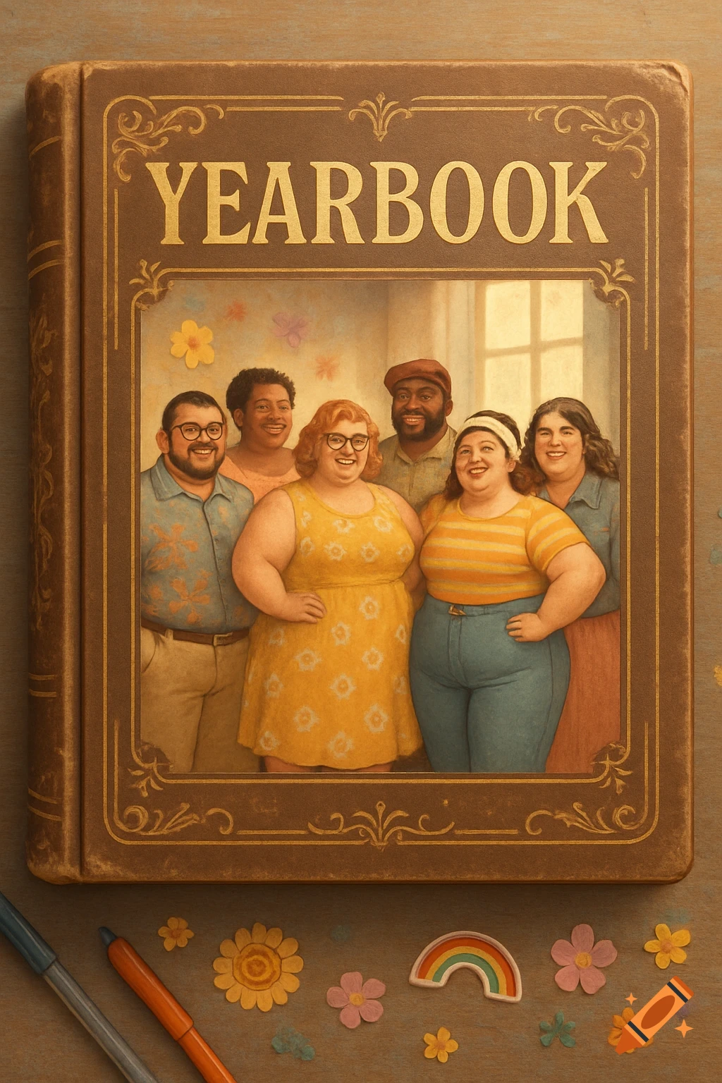 Four smiling Gen Z students with colorful hair and hoodies against a ...