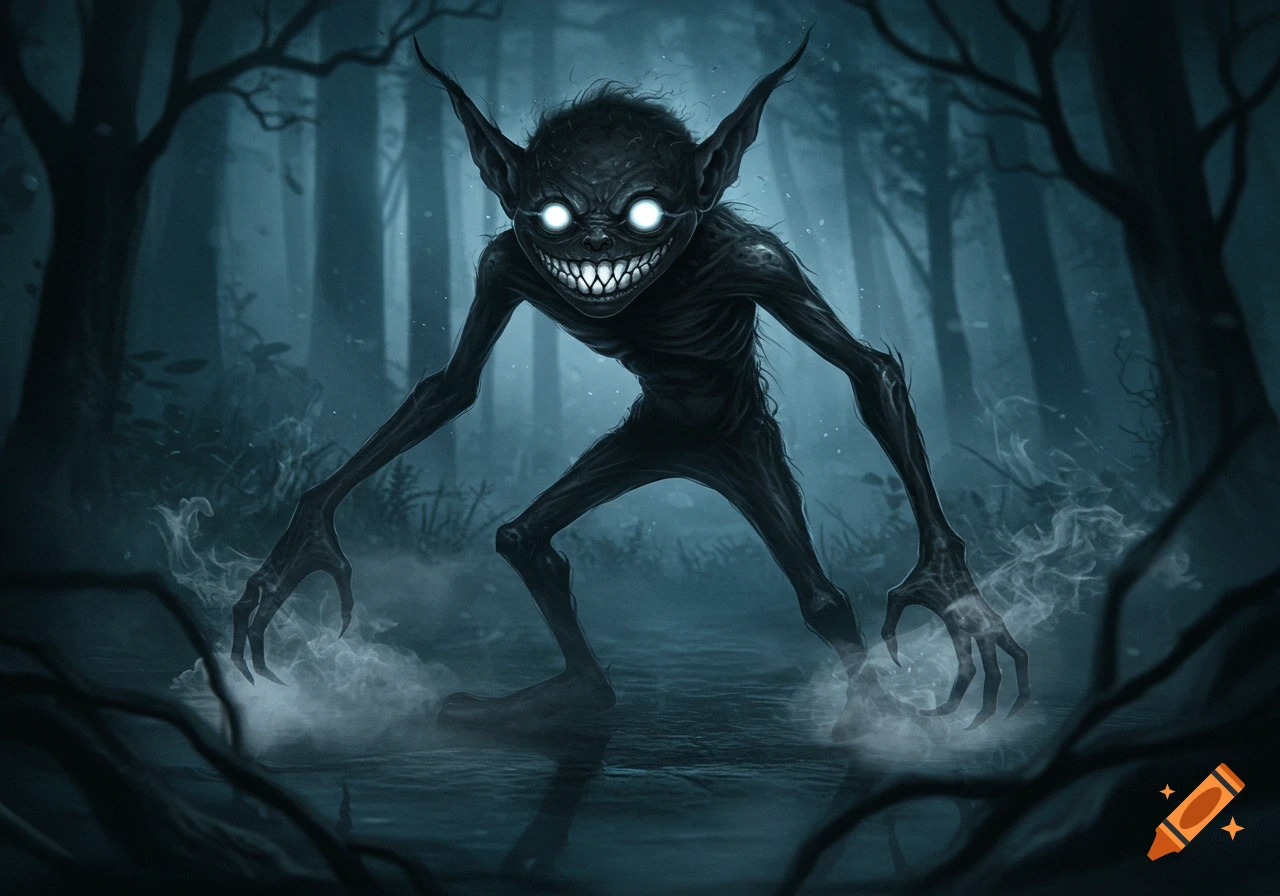 A Roblox-style horror slasher character with glowing red eyes, sharp teeth, and dreadlocks ...