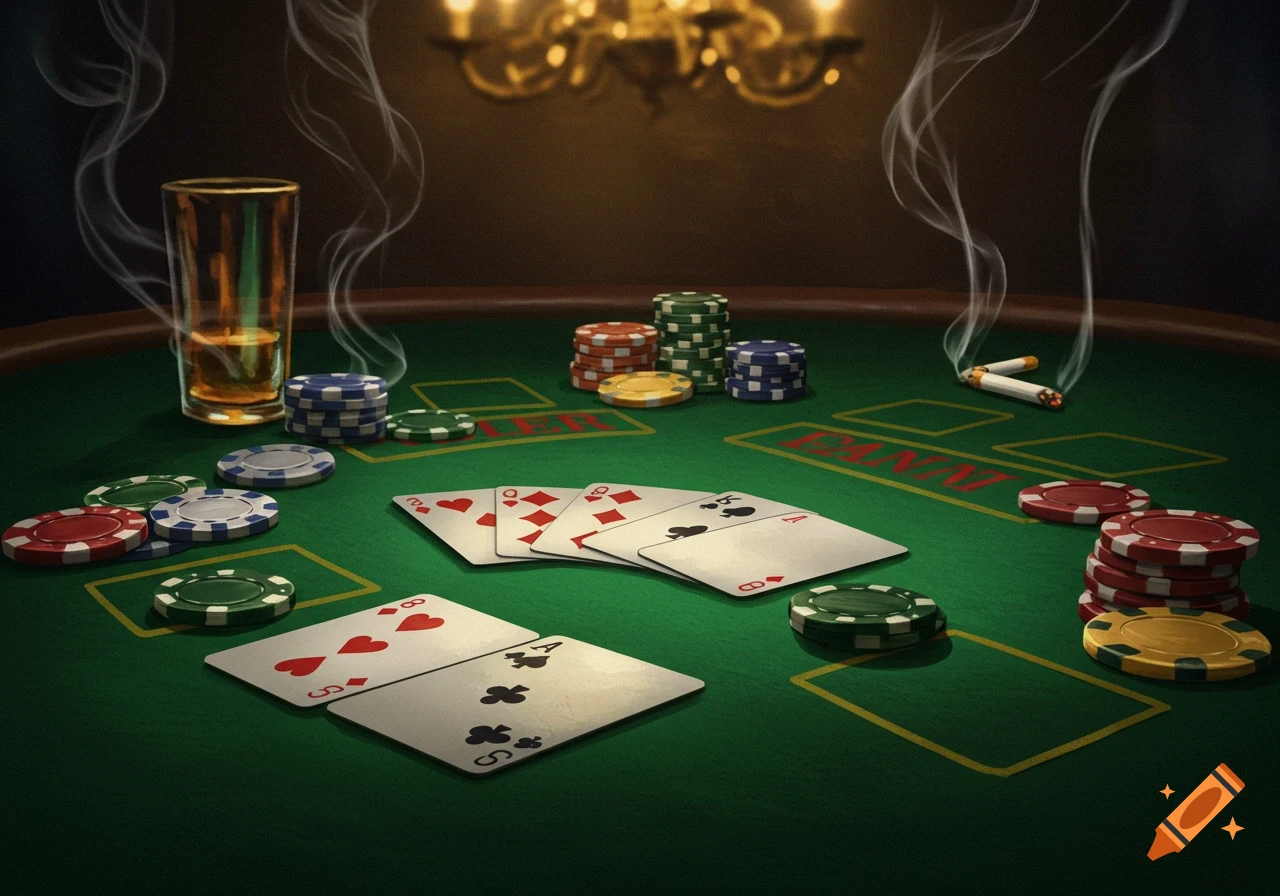 A hand with bright red nails rests on a green pool table, next to a ...