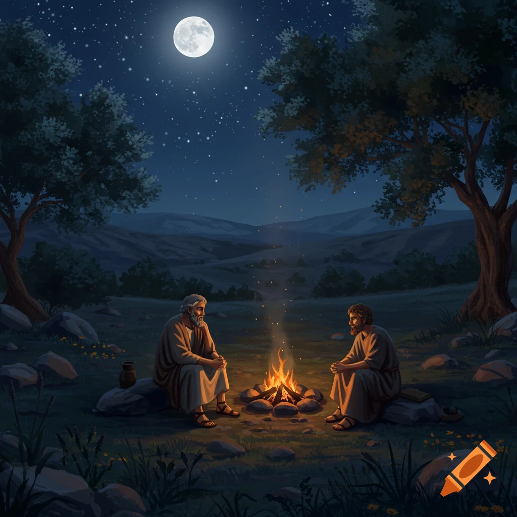 Two women dig by lantern light in a dark, moody forest at night ...