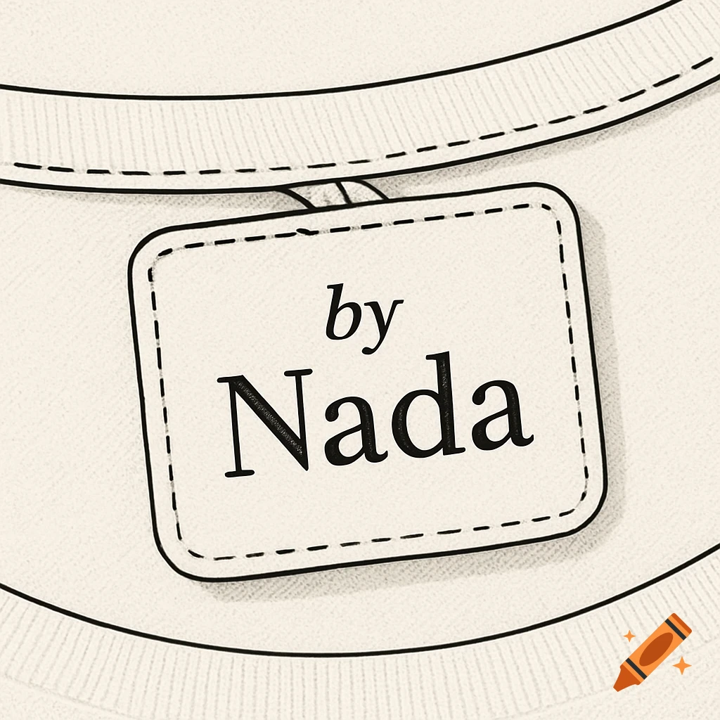 Close-up of a cream-colored clothing label stitched onto fabric, with ...