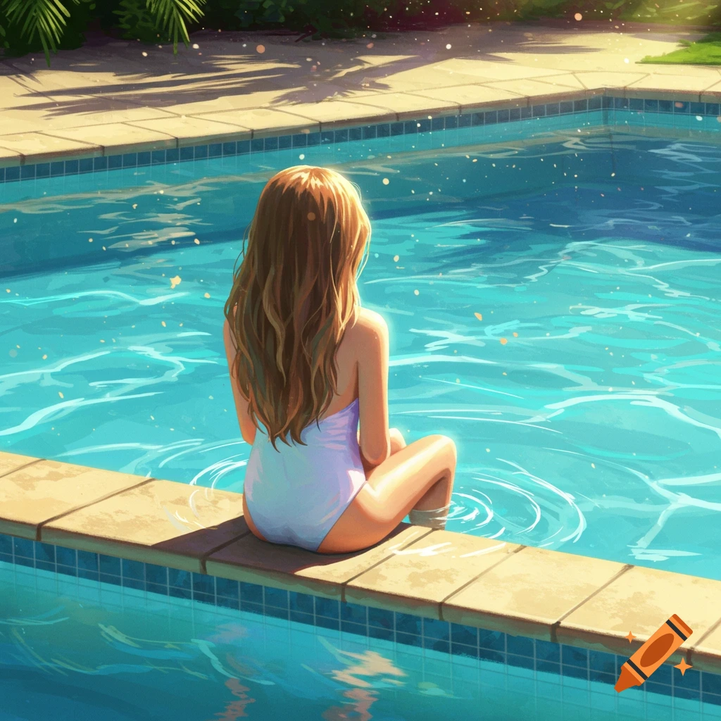 Photo-realistic image of McKenna Grace in a colorful bikini on Craiyon