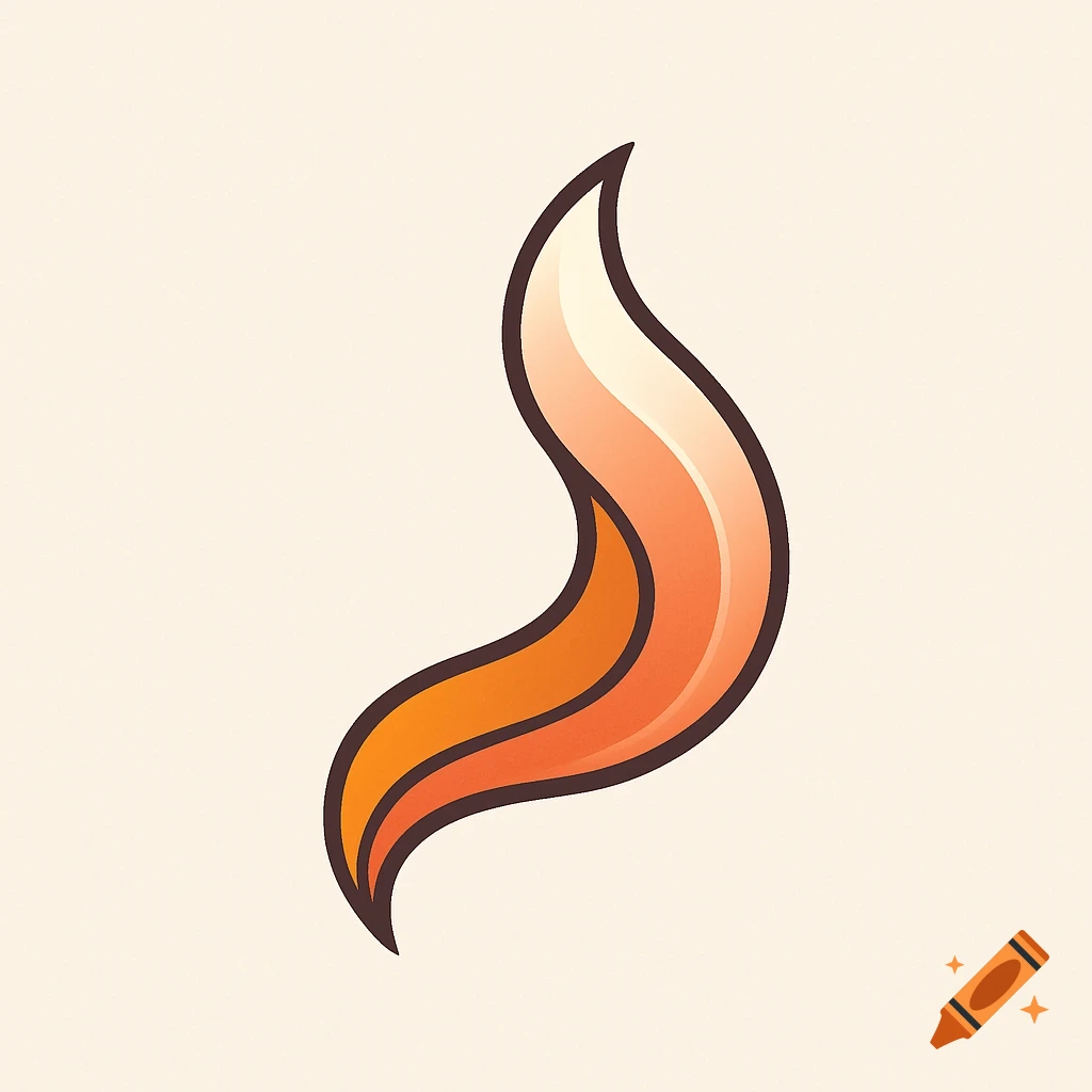 A stylized, elegant fox tail logo featuring orange and brown gradient ...