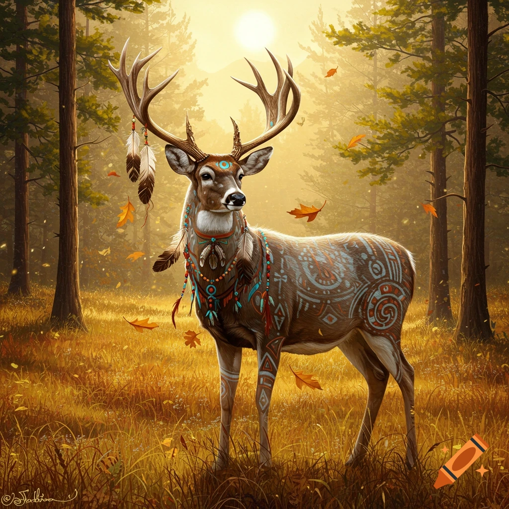 A photorealistic hybrid creature with a deer body, an owl head, and ...