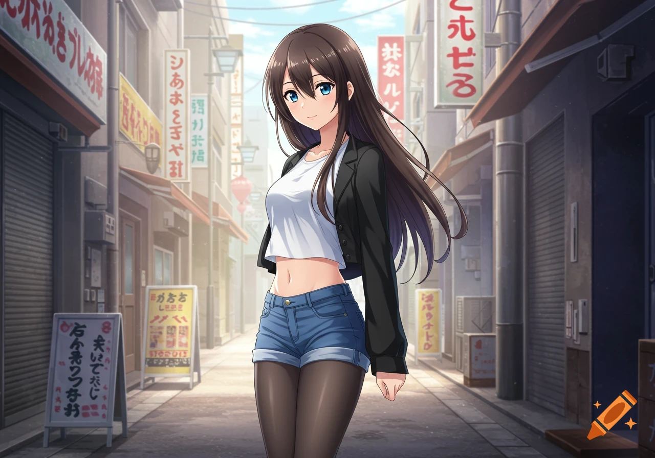 An anime girl with brown hair and a straw hat smiles, wearing a green ...