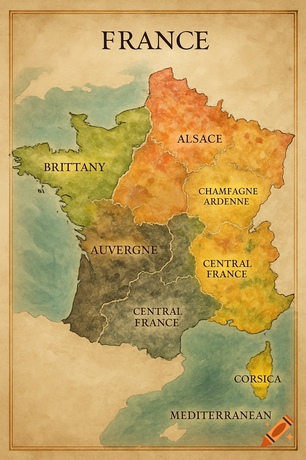 A stylized map showing Texas as a landlocked state, surrounded by ...