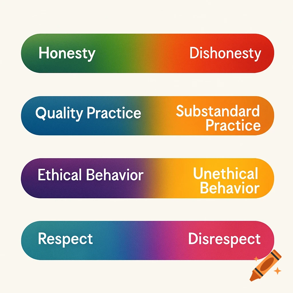 Four colorful gradient bars illustrating contrasting concepts like ...