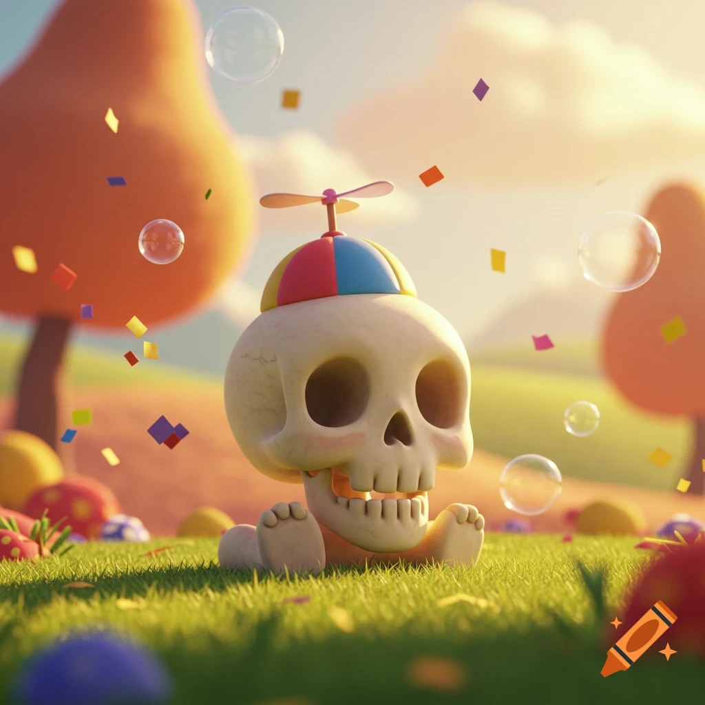 A close-up 3D render of a red and yellow button with a screaming face ...