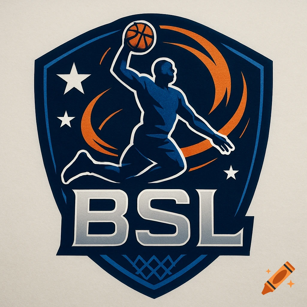 Logo featuring a black eagle, basketball, caduceus, heartbeat ...