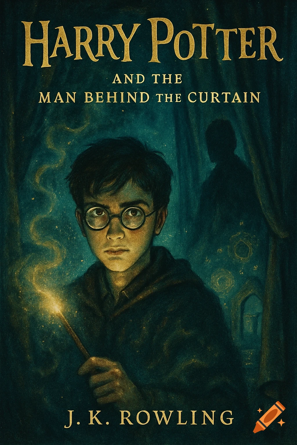 Illustrated book cover of young Harry Potter with a candle and toads in ...