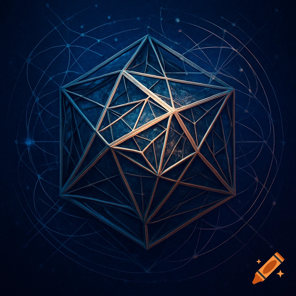 Abstract geometric sculpture featuring gold and silver stars, spheres ...