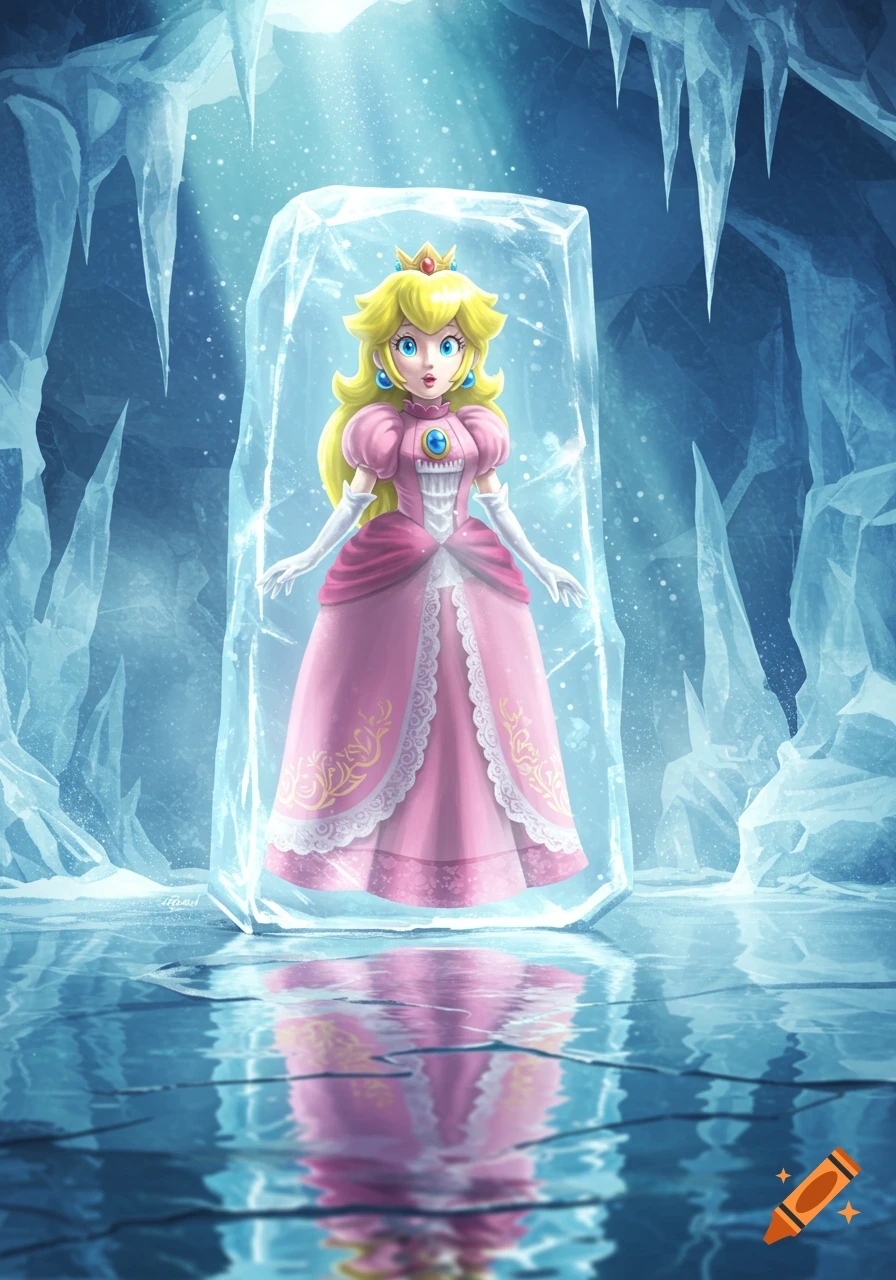 Princess Peach and a muscular woman in swimsuits flex on a sunny beach ...