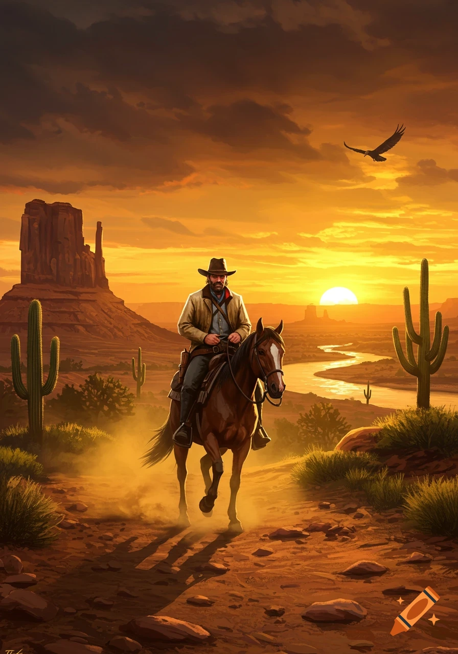 A western painting depicts cowboys on horseback using lassos to herd ...