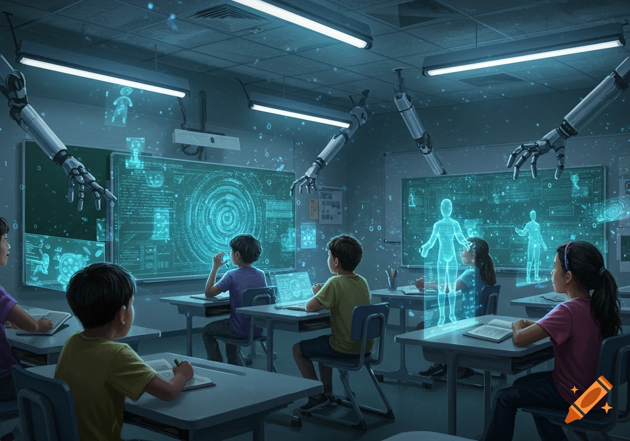 A cartoon illustration of a teacher presenting data on a projector ...