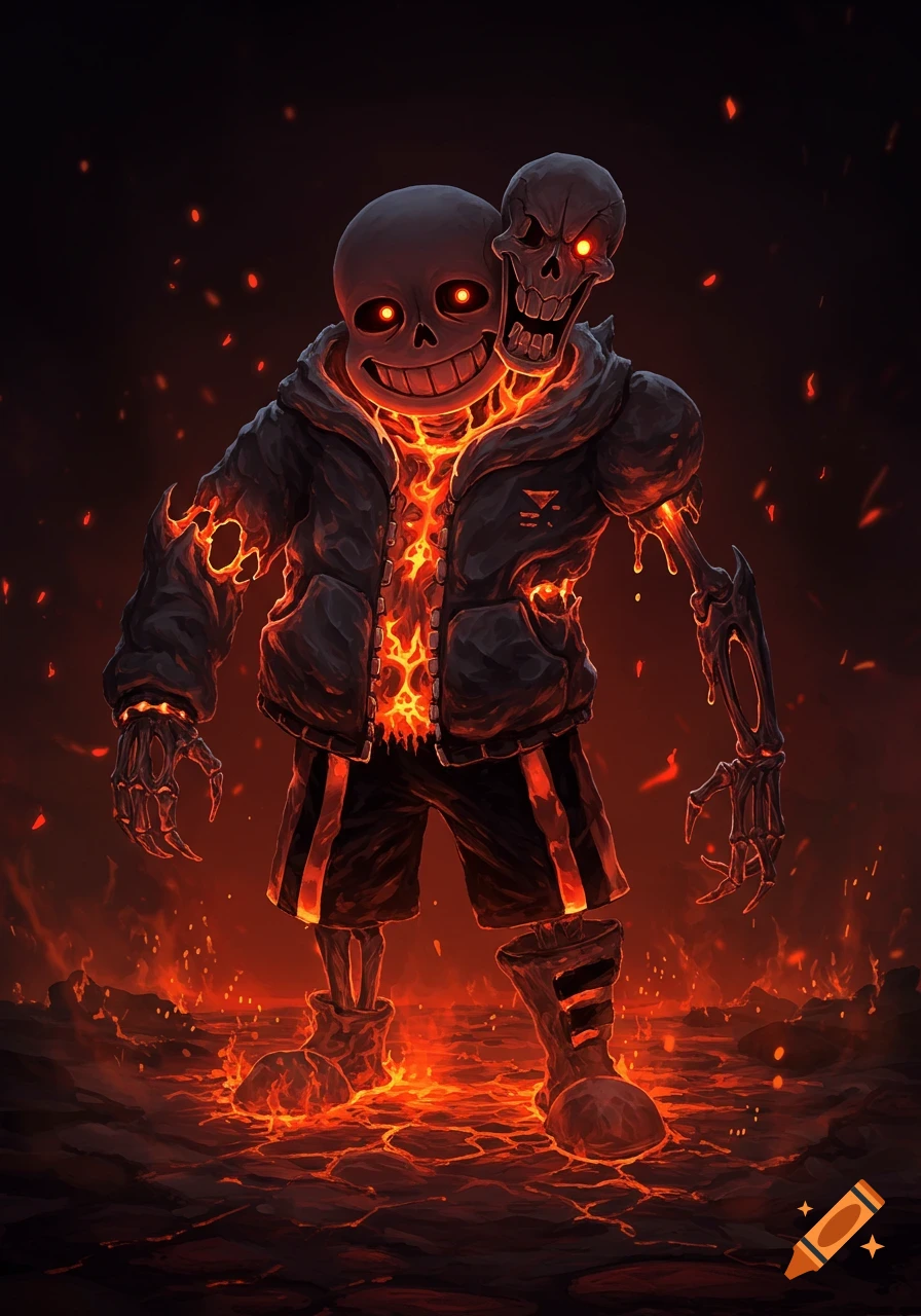 Cartoon skull figure in a black hoodie sits on a mountain, observing a ...