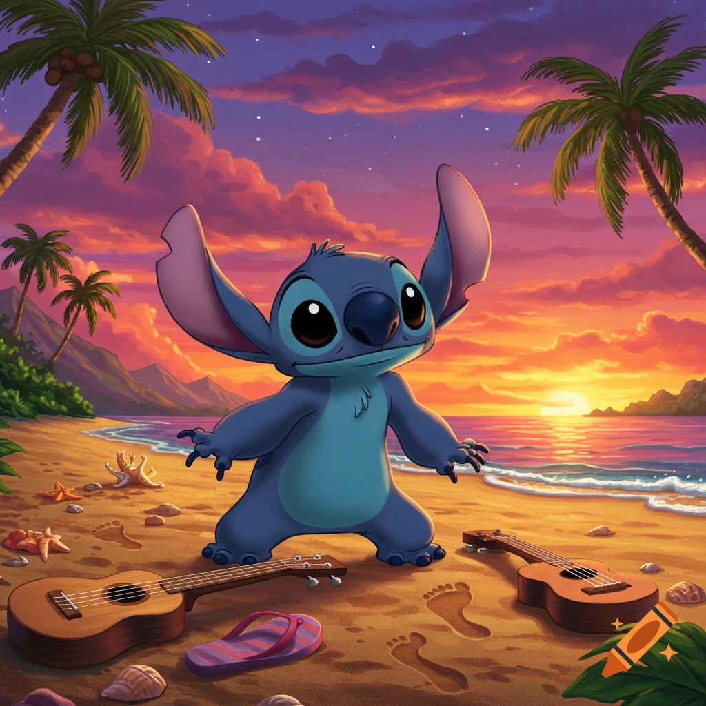 Stitch from Lilo and Stitch in a tuxedo with a suitcase on Craiyon