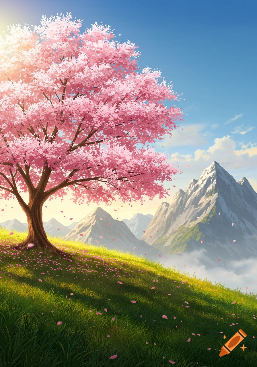 A fantasy night landscape with a bright full moon, starry sky, and ...