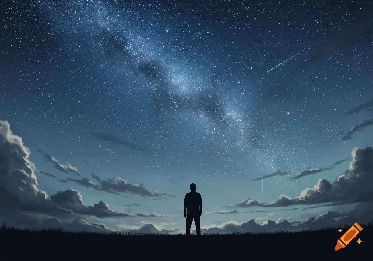 Illustrated fantasy art of a young girl on a grassy hill, reaching up ...