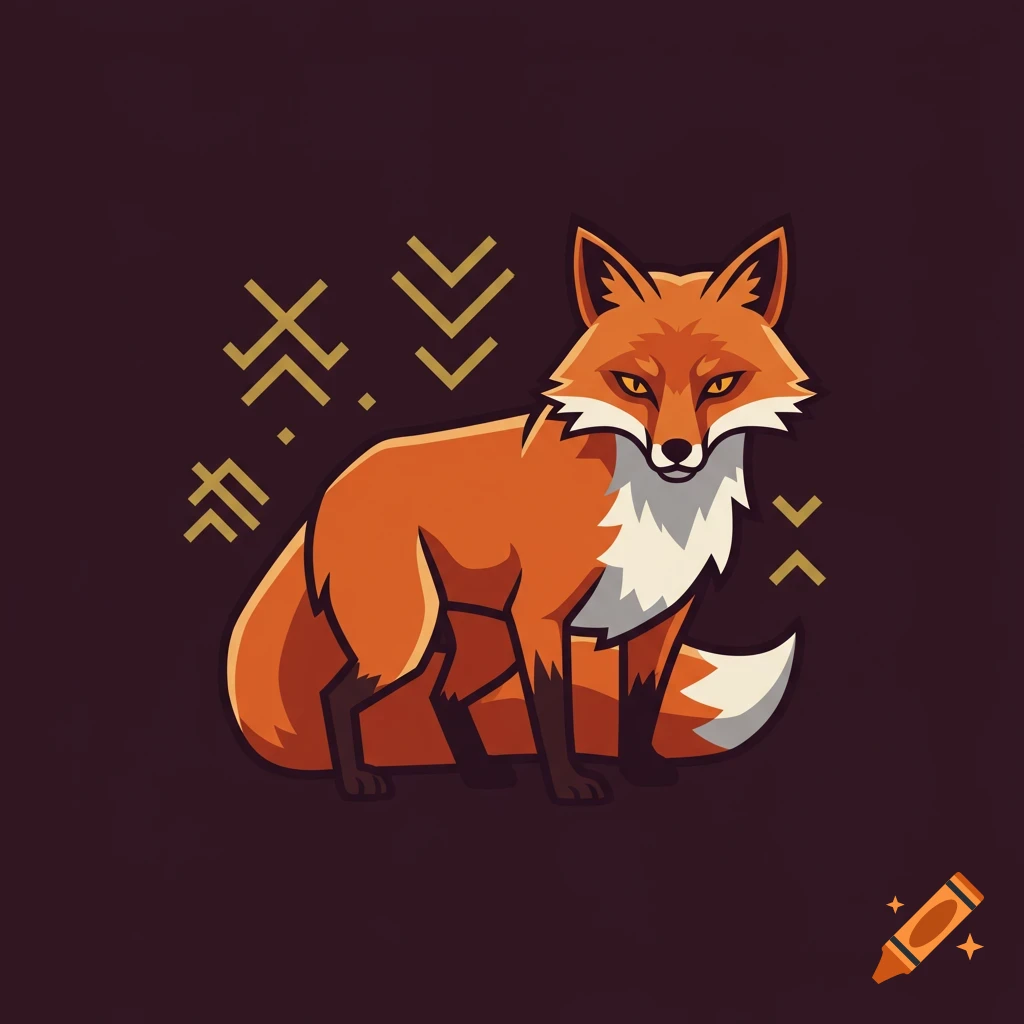 A stylized red fox with fiery orange fur and a white chest, standing ...