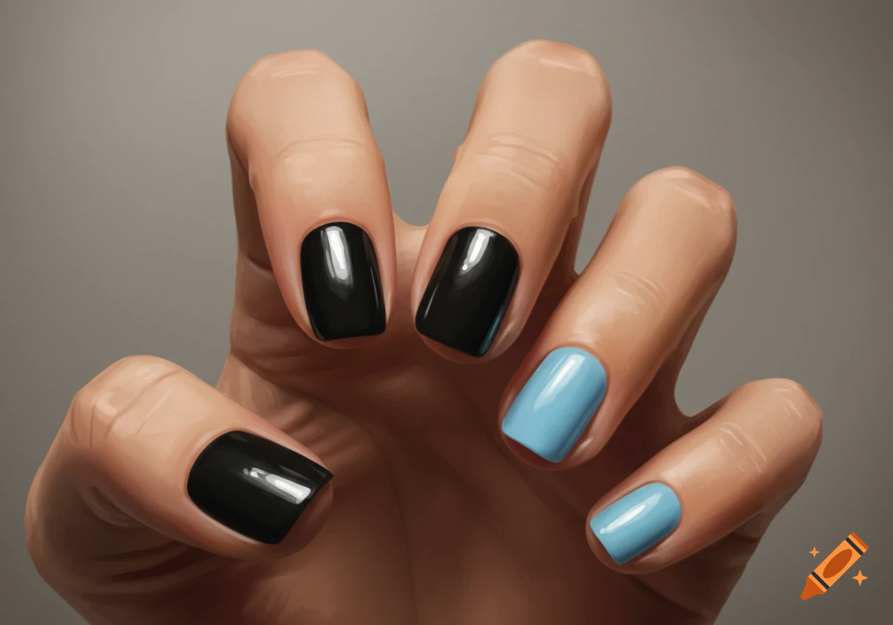 A stylized hand with shiny black nail polish and subtle highlights on ...