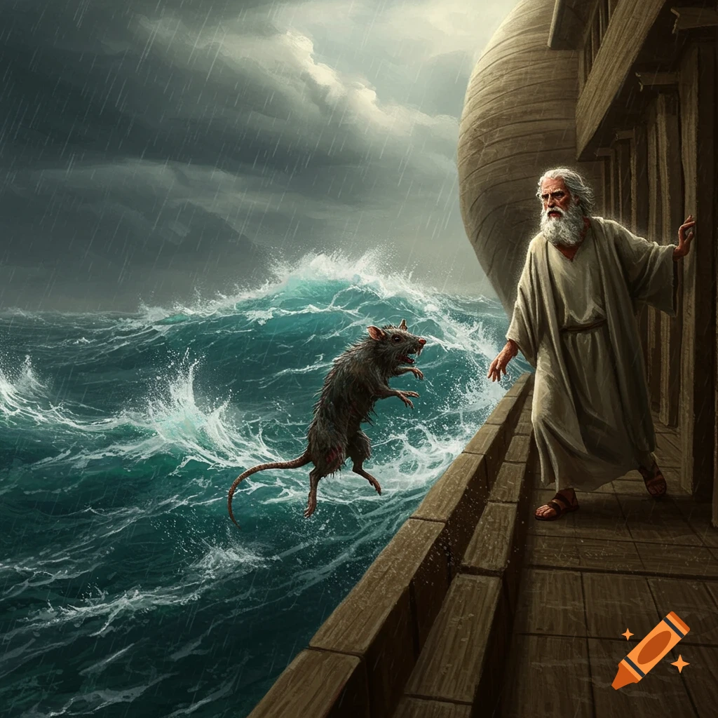 Illustration of a group of expressive people in a sinking boat, with ...