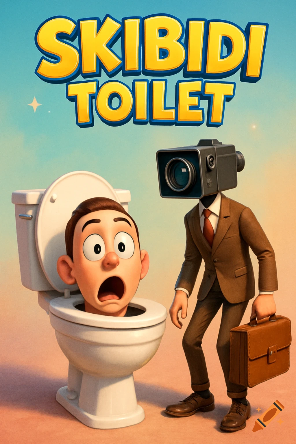 SKIBIDI TOILET poster art featuring a surprised cartoon head in a ...