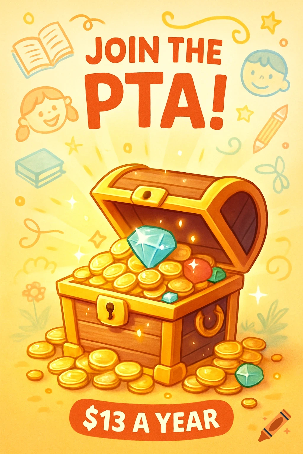 A vibrant poster with gold and silver medals on red ribbons and the ...