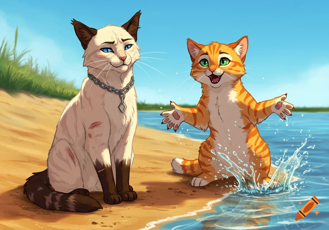 A friendly cartoon bobcat with big eyes stands in a vibrant green ...