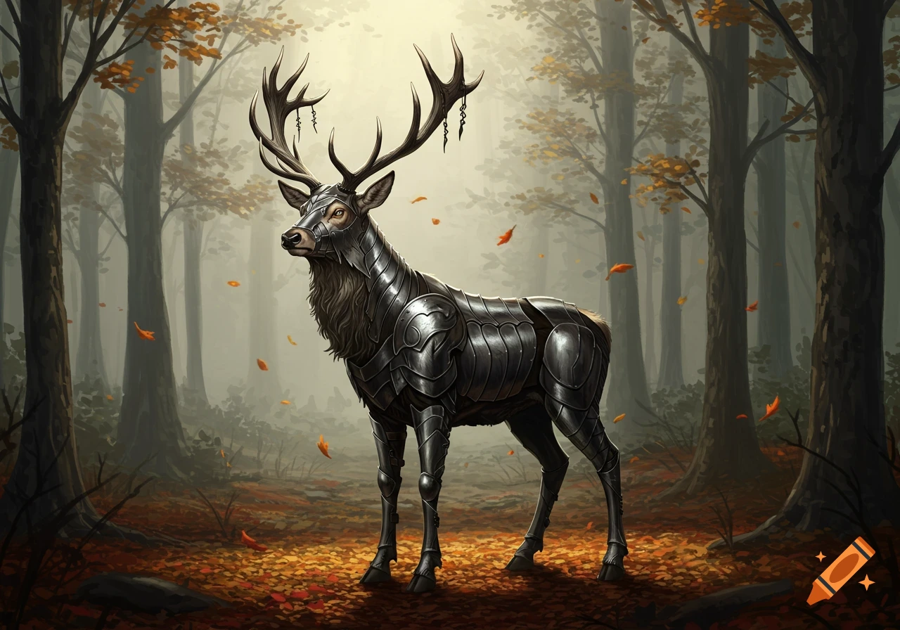 An eerie, dark brown deer-like creature with a skeletal skull for a ...