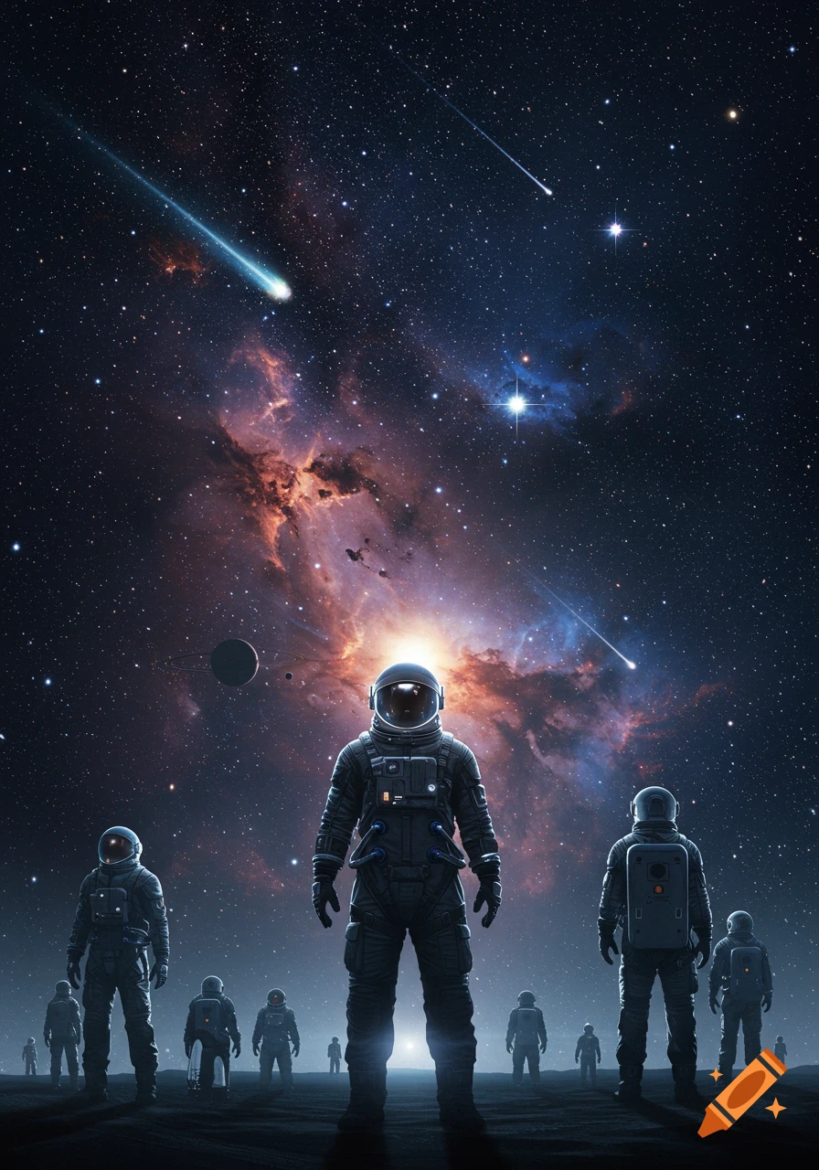 A futuristic rocket ship with a vibrant rainbow exhaust trail flies ...