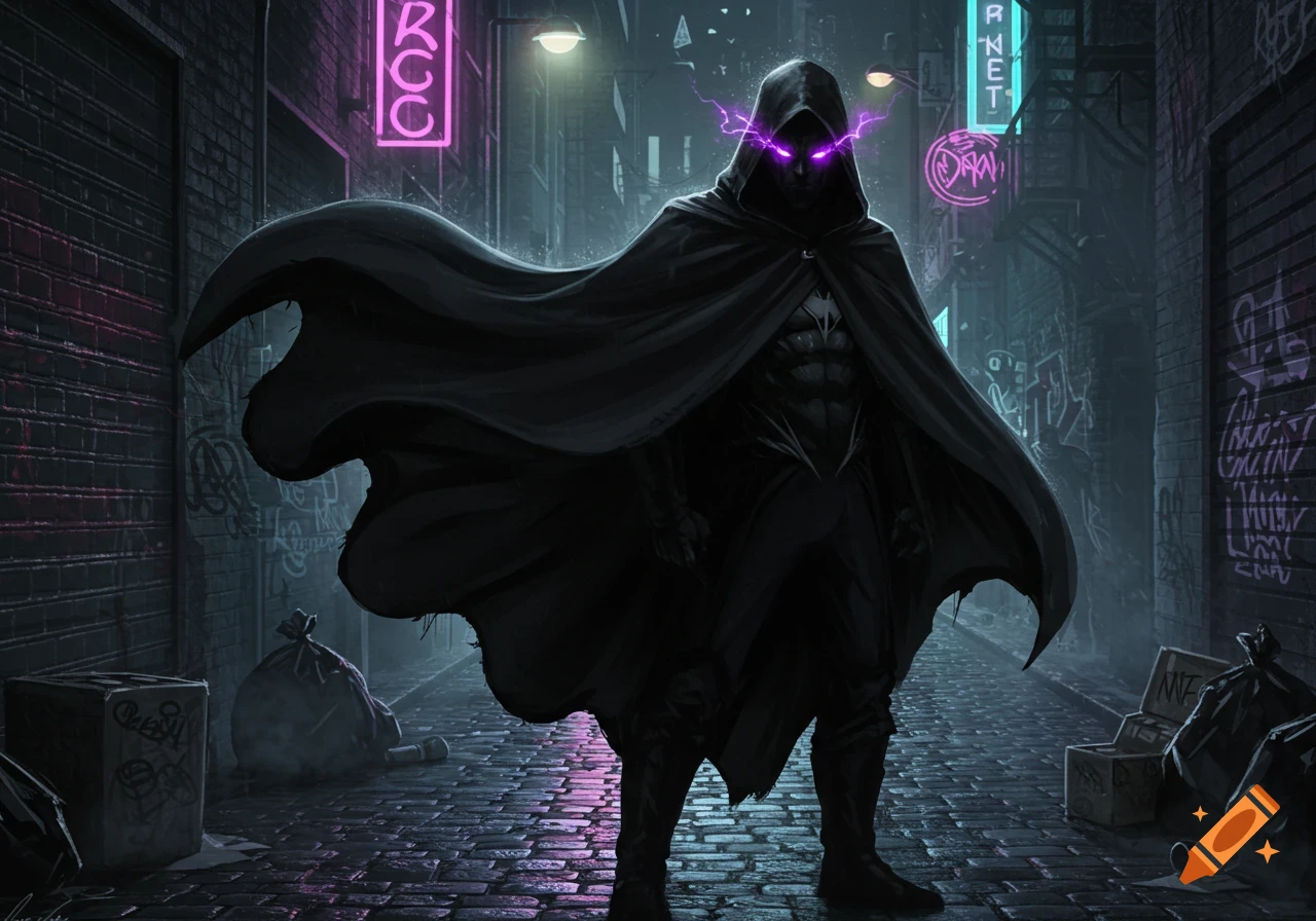 Photorealistic image of a futuristic sorceress in a neon-lit corridor ...