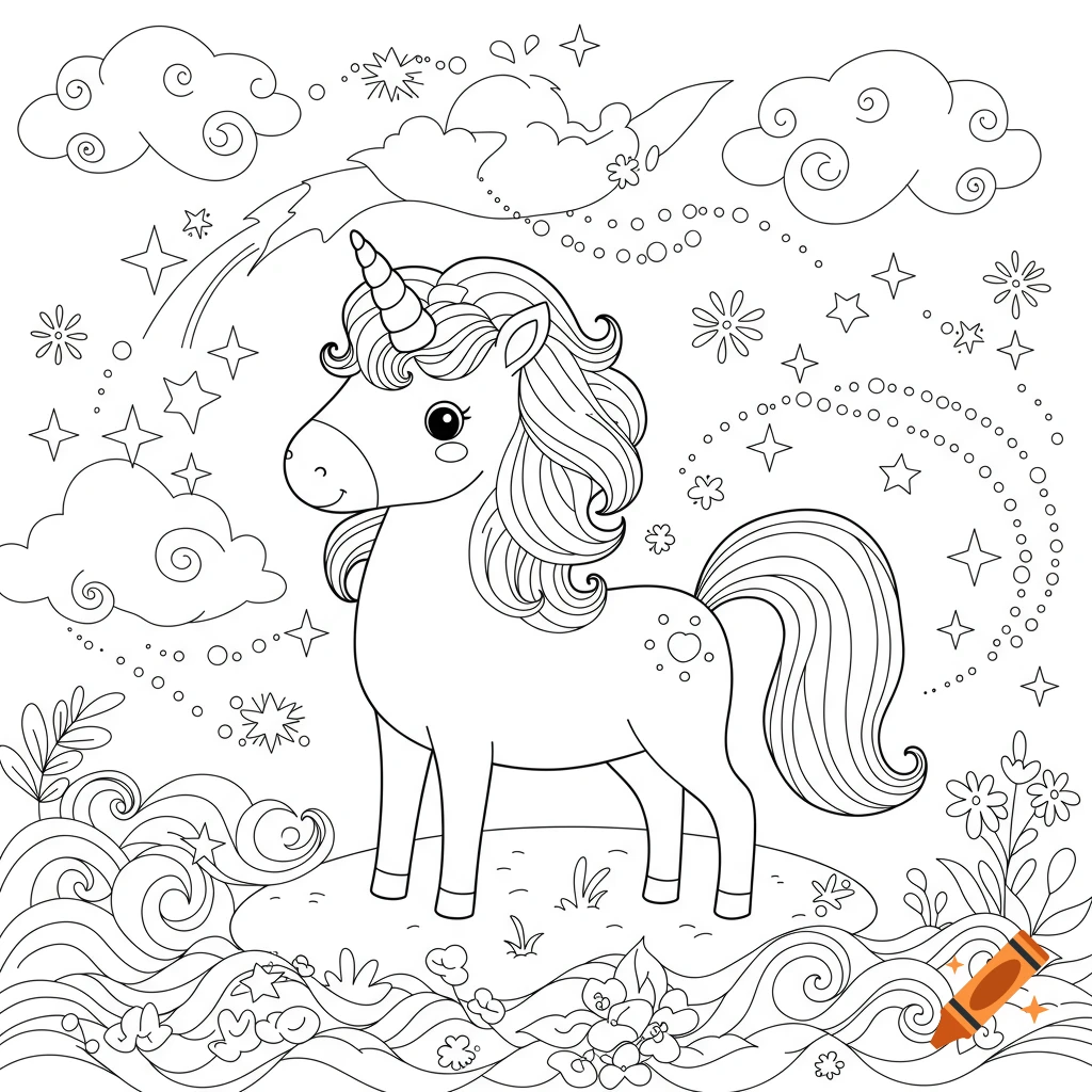 Free+coloring+sheets+unicorn created on Craiyon