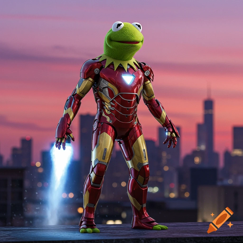 Kermit the Frog and Elmo running through a lush jungle while being ...