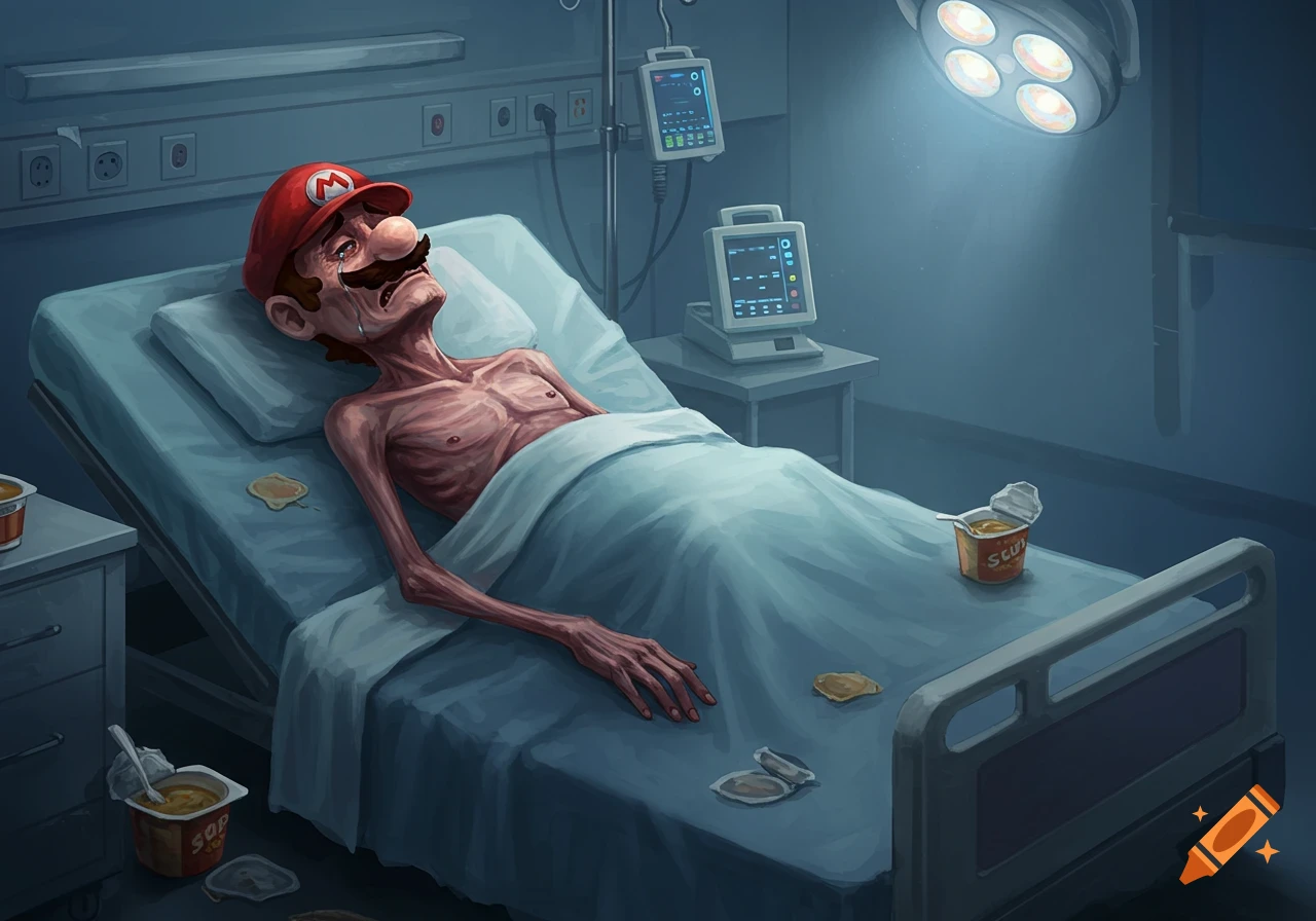 An illustration of a patient in a hospital gown and beanie receiving ...