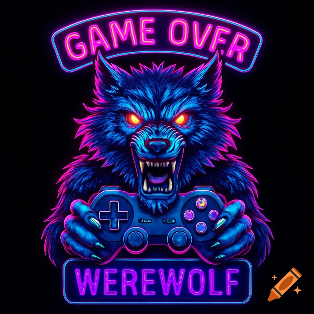 A glowing cartoon-style composition featuring a pink and purple paw print, a gaming controller ...