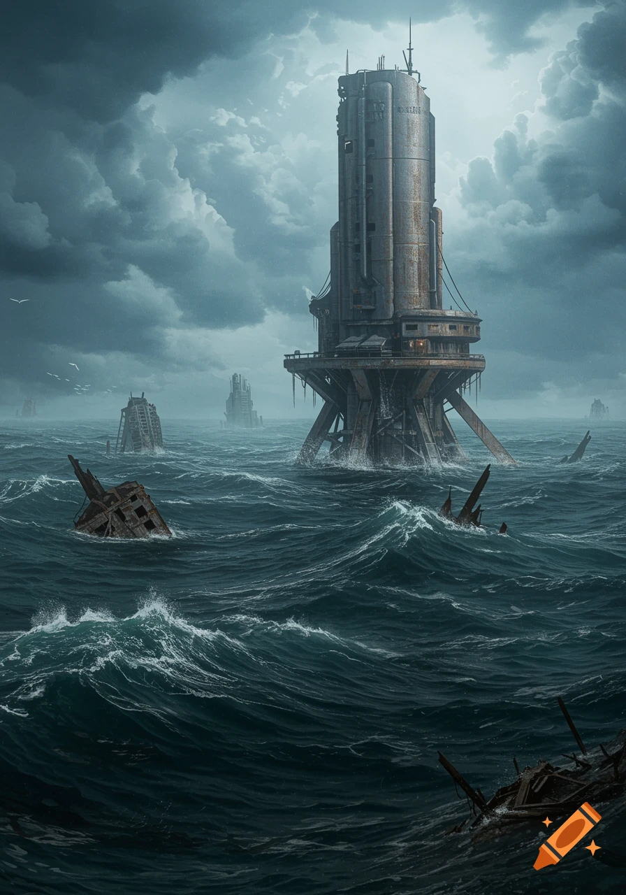 Scuba diver explores detailed ancient underwater ruins with a large ...