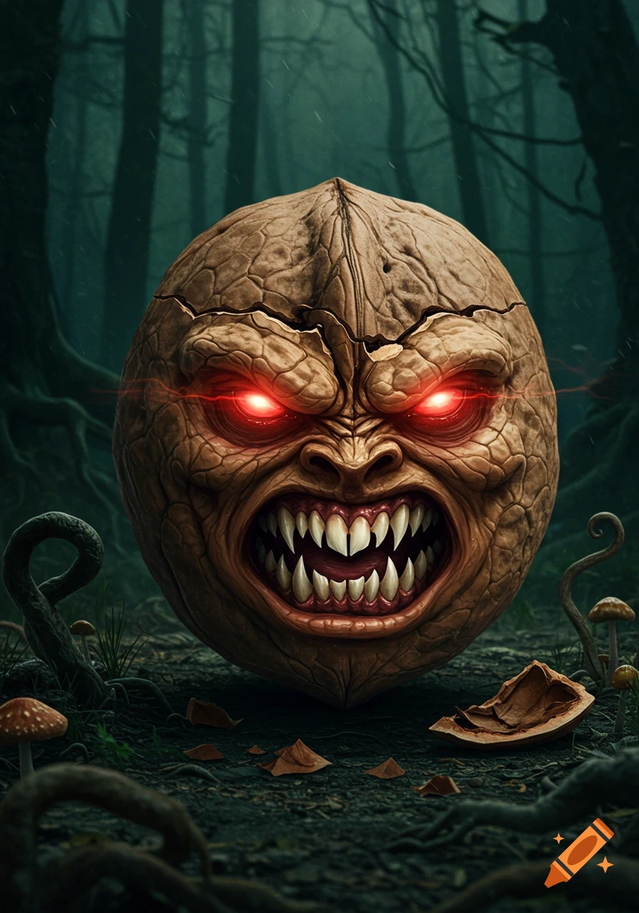 A monstrous, skeletal Luigi with glowing red eyes and sharp teeth stands in a dark, twisted ...