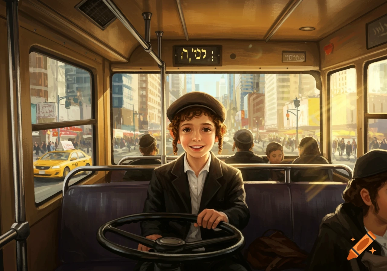 An illustrated image of a smiling Jewish boy with peyos, wearing a suit ...