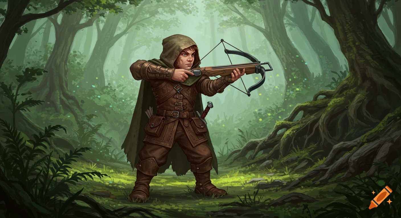 Blond-haired anime male explorer in a brown cloak and adventuring gear ...