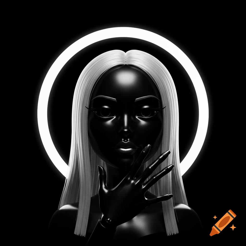 Stylized humanoid figure composed of black and white barcodes and ...