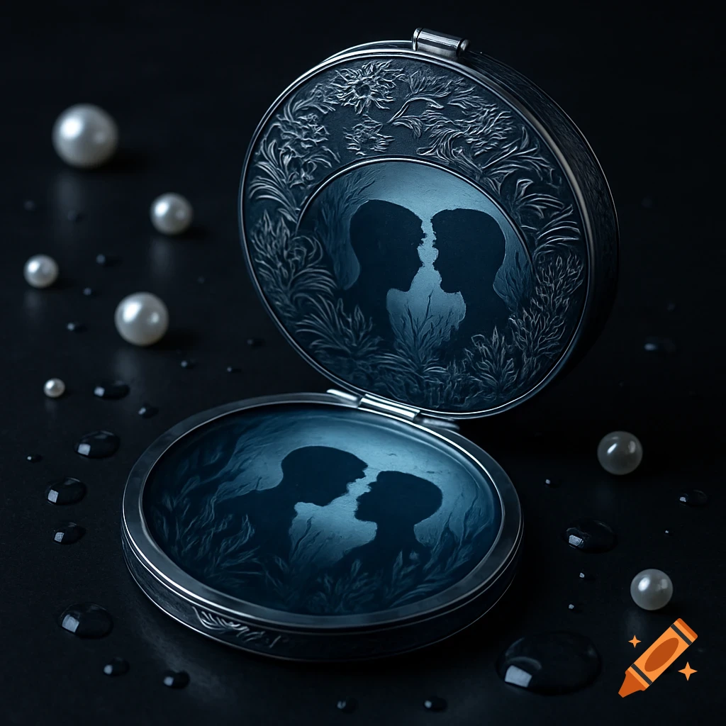 Golden pocket watch with an open lid, containing a glowing red heart ...