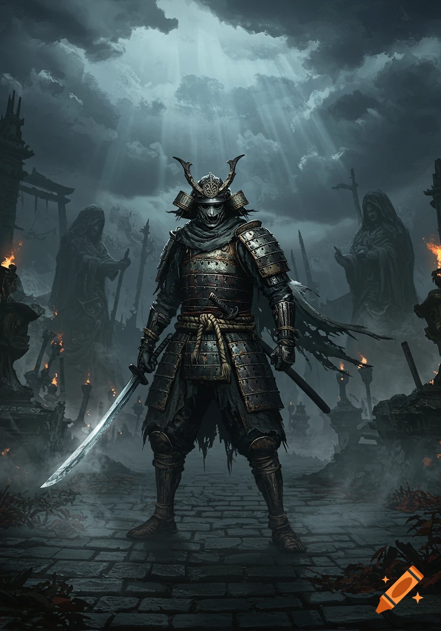 A green-skinned warrior with red hair and daggers rides a black horse ...