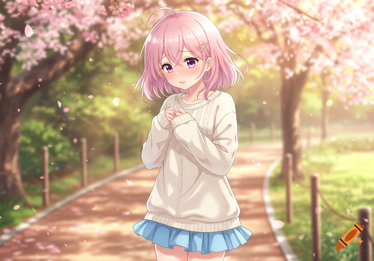 Cute chibi anime character with pink hair and scarf in a fighting pose ...