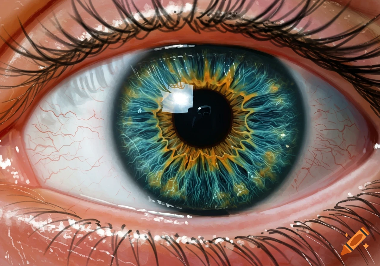 A detailed close-up of a vibrant blue human eye with intricate iris ...